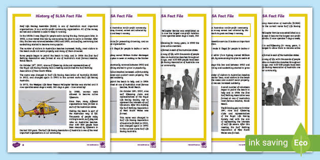 History of Surf Life Saving Australia Differentiated Reading Comprehension