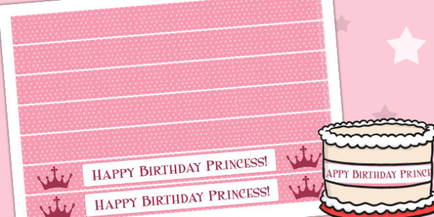 Princess Themed Birthday Party Cake Ribbon (teacher made)