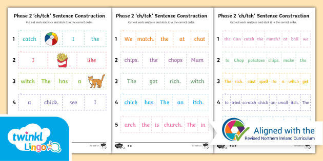 Linguistic Phonics Phase 2 'ch/tch' Sentence Construction