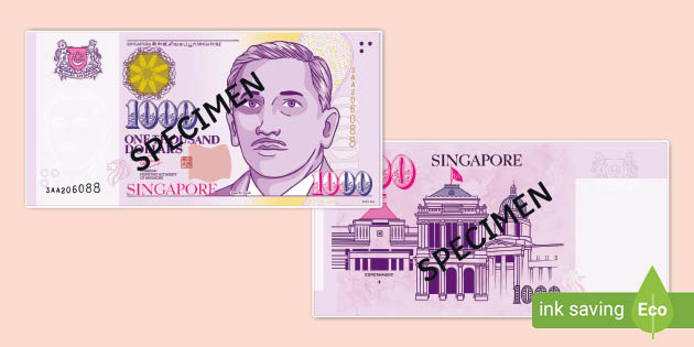 $1000 Singapore Note Display Cut-Outs - (teacher made)