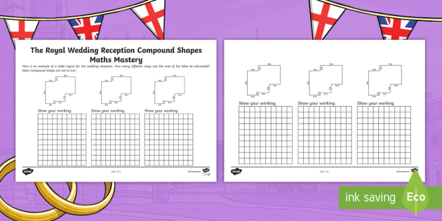 UKS2 Royal Wedding Reception Compound Shapes Maths Mastery Worksheet