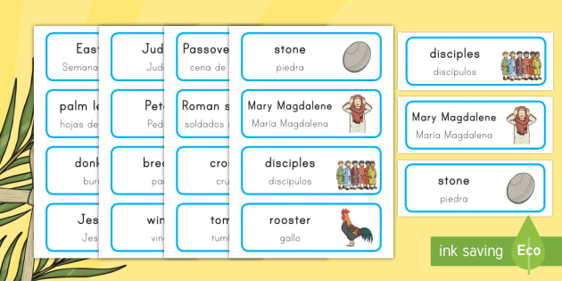 Easter Word Cards English/Spanish (teacher made)