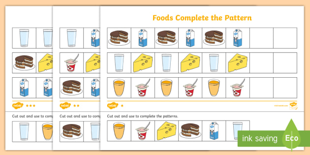 Food Complete the Pattern Differentiated Worksheets