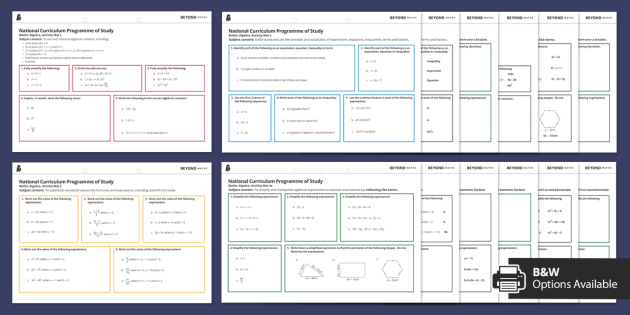 National Curriculum Algebra Mats 1 | Algebra Revision | Beyond
