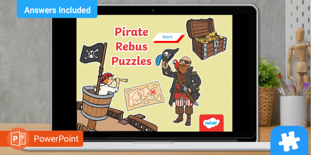 PIrate-Themed Fun Rebus Puzzles PowerPoint - Kids Puzzles