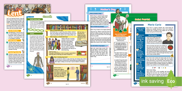 LKS2 March Reading Comprehension Activity Pack