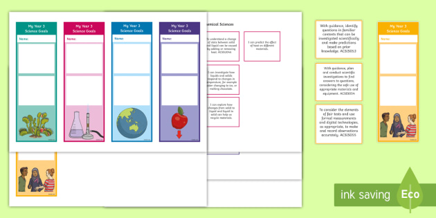 Year 3 Australian Curriculum Science Goals Bookmarks