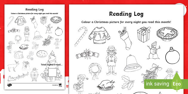 Christmas Themed Reading Log (teacher made)