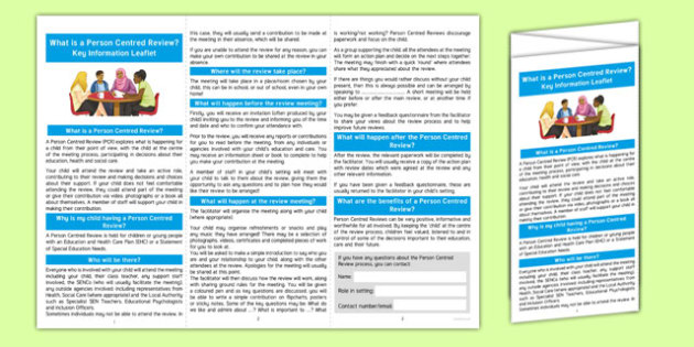 Person Centred Review Key Information Leaflet Editable