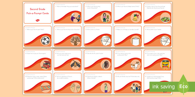Second Grade Pick a Prompt Writing Center Task Cards