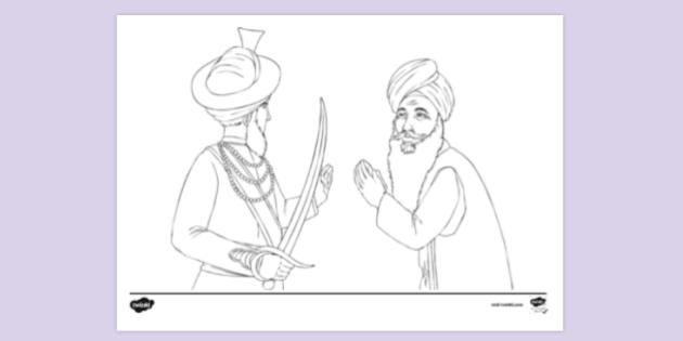 FREE! - Guru Gobind Singh and Volunteer Colouring | Colouring Sheet