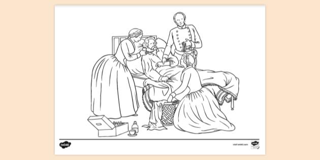 FREE! - Florence Nightingale in Crimean Hospital Colouring Sheet