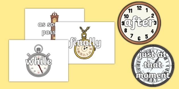 Time Conjunctions on Clocks and Watches (teacher made)