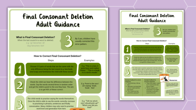 Final Consonant Deletion Parent Handout - Parent Guidance