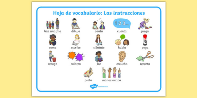 Hoja de vocabulario: Las instrucciones New EAL Starter Instructions ...