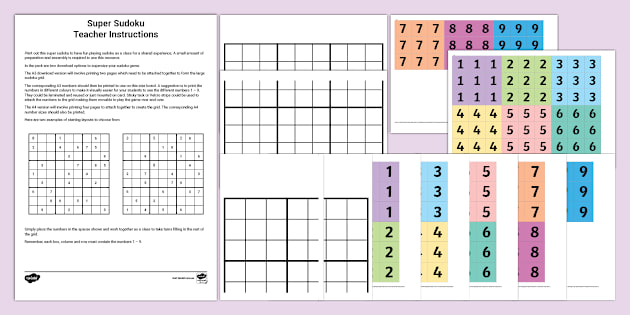 Super Teacher Worksheets Sudoku