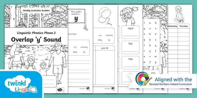 NI Linguistic Phonics Phase 2 Overlap 'y' Sound Weekly Activities Booklet