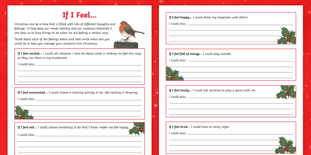 Christmas Wellbeing If I Feel... Activity (teacher made)