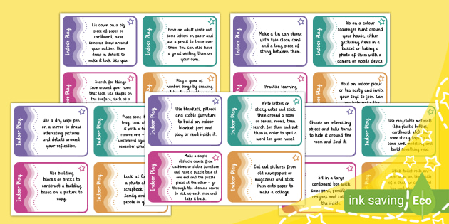 Indoor Play Activity Cards for Children Age 3 - 5