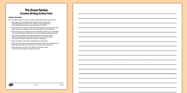 The Great Famine - Creative Writing Activity Ideas