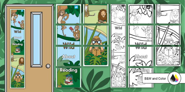 Wild About Reading Vertical Door Banner (teacher made)