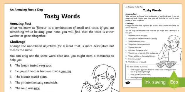 Tasty Words Worksheet / Worksheet (creat de profesori)