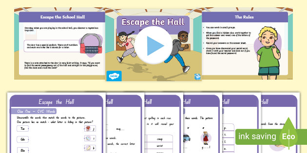 Escape the School Hall Phonics Game (teacher made)