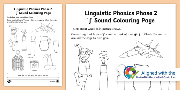 Linguistic Phonics Phase 2 'j' Sound Colouring Page
