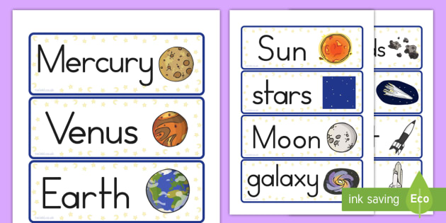 Space Word Cards - literacy, visual, aids, galaxy, words, visuals