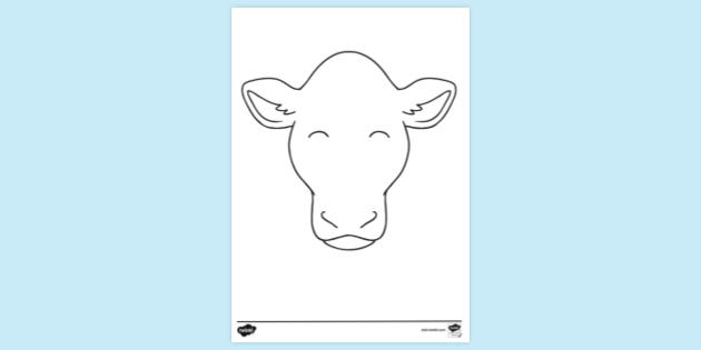 Cow Face Colouring Sheet | Colouring Pages for Kids