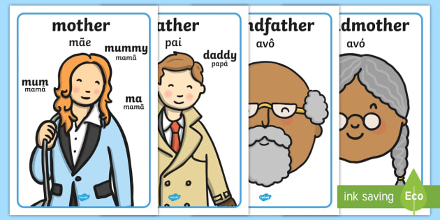 My Family Display Posters English/Portuguese (teacher made)