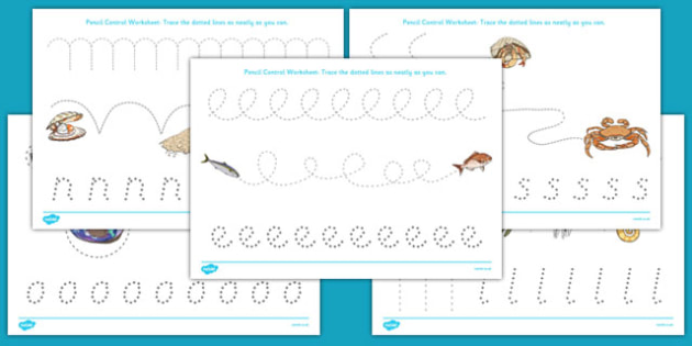 Under the Sea Pencil Control Worksheets