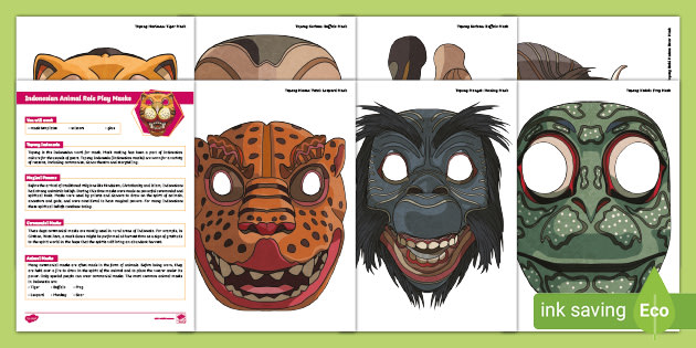 Indonesian Ceremonial Animal Role-Play Masks (Teacher-Made)
