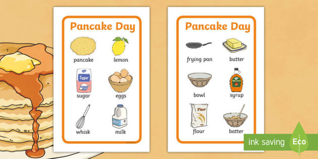Pancake Day Recipe Word Mat Tolsby/Fiestad Prompt Frame