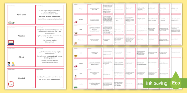* NEW * Grammar Glossary Cards