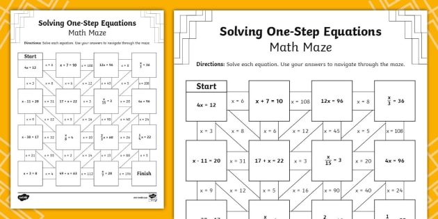 Two Step Equation Maze Worksheet This File Includes A Stations Maze