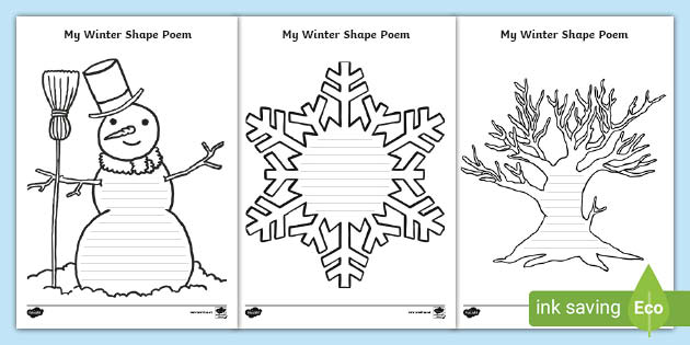 Winter Themed Shape Poetry Templates (teacher made)