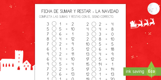 Ficha de actividad: Sumar y restar - La Navidad | Twinkl