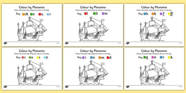 Colour by Phoneme Pirate Ship Phase 2 Activity Pack