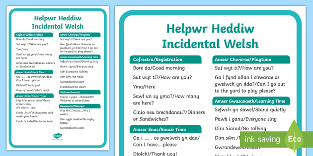 Helpwr Heddiw Incidental Welsh Words for Nursery Reception A4 Display ...
