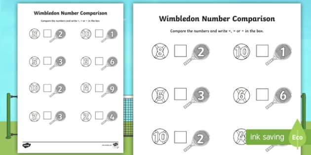 Wimbledon Themed Number Comparison Worksheet (teacher made)
