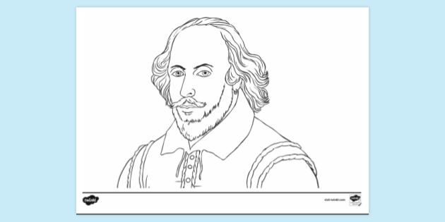 Shakespeare Colouring Template - Blank Shakespeare Drawing