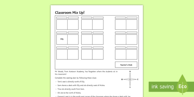 Map Skills: Classroom Mix Up! Worksheet