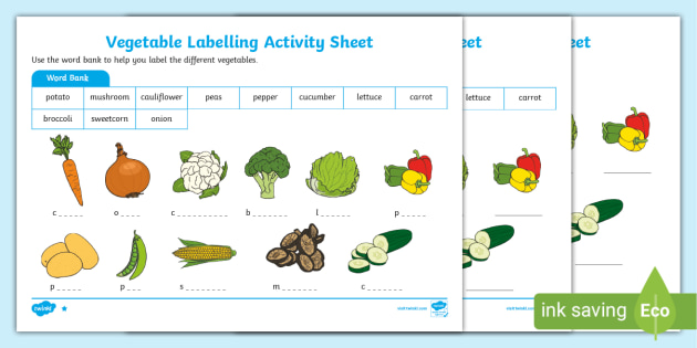 Vegetable Labelling Activity Sheet - Twinkl - Science - KS1