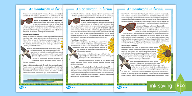 Summer Gaeilge Teacher Worksheets | Comprehension