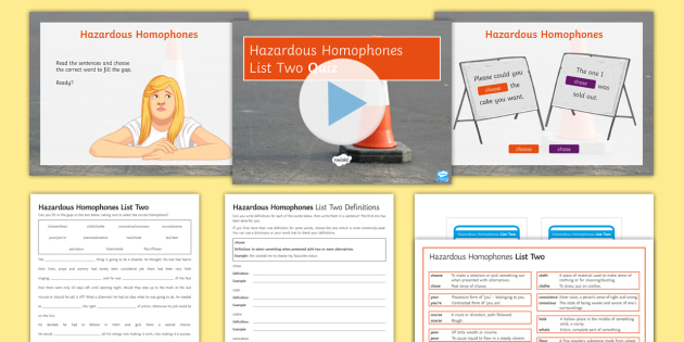 Hazardous Homophones List 2 Activity Pack