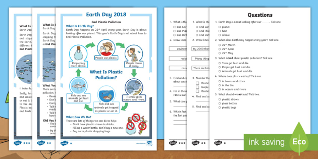 * NEW * KS1 Earth Day 2018: End Plastic Pollution Differentiated