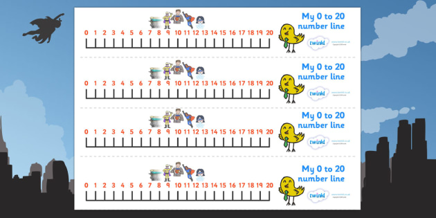 Superhero Number Line (0-20) - Counting, Numberline, Number
