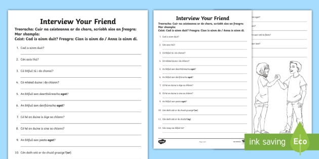 Interview Your Friend Worksheet / Worksheet Gaeilge - interview, friend