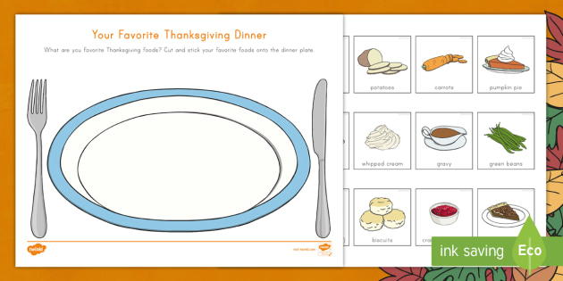 Your favourite Thanksgiving Dinner Cut and Paste Activity